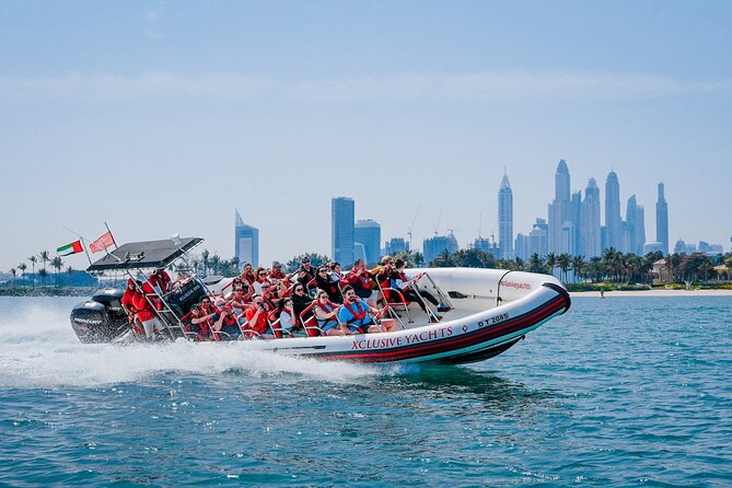 90 minutes speedboat tour: marina, atlantis, palm & burj al arab the guide and commentary