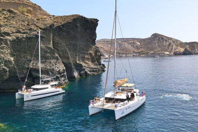 Santorini Catamaran Day Cruise: Lunch, BBQ, Open Bar, Transfers - Frequently Asked Questions