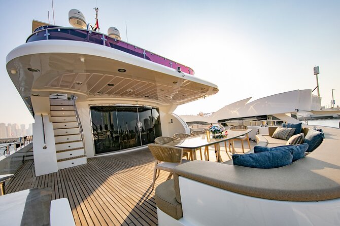 Dubai Harbour Super Yacht Experience with gourmet & Drinks - FAQs