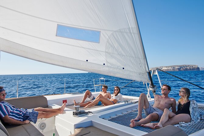 Santorini Platinum Catamaran Cruise with Meal, BBQ and Open Bar - FAQ