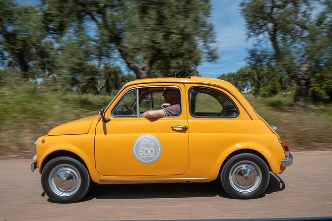In Valle d'Itria on a vintage Fiat 500. Photo Quest Tour - An In-Depth Look at the Vintage Fiat 500 Photo Quest Tour