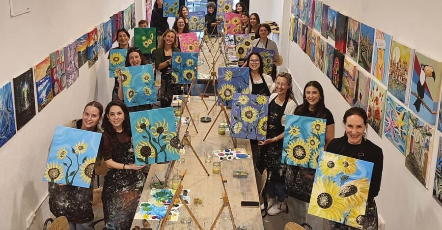 Barcelona: Learn to paint, sip wine, enjoy snacks & music - What the Experience Looks Like
