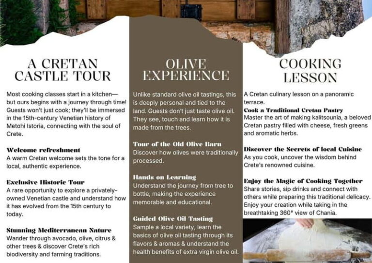 Chania: Olive Oil Tasting & Cooking Class at Metohi Istoria - Olive Oil Tasting—From Tree to Table
