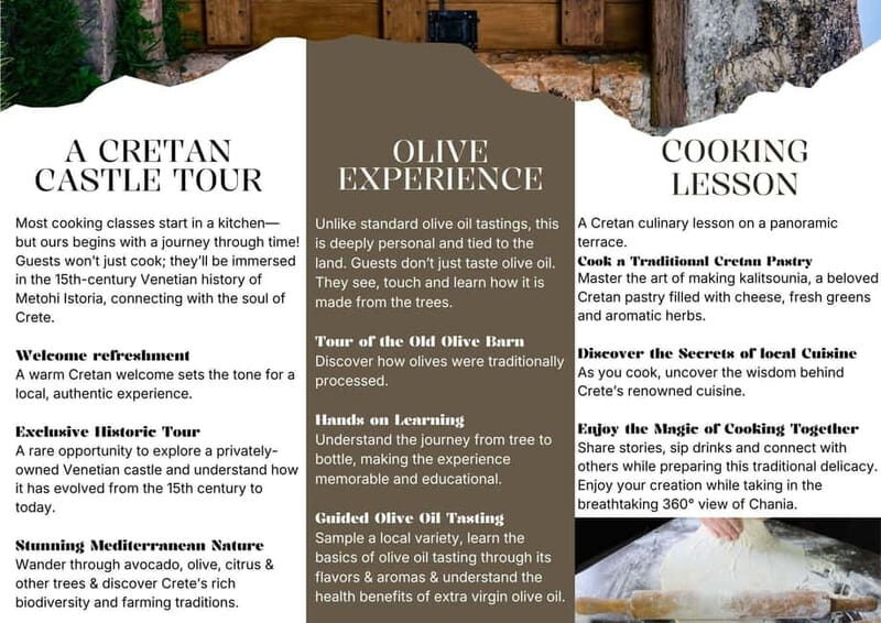 Chania: Olive Oil Tasting & Cooking Class at Metohi Istoria - Olive Oil Tasting—From Tree to Table