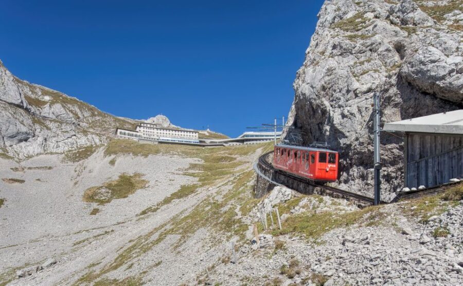 From Zürich:Small Group Tour Golden Roundtrip to Mt. Pilatus - Riding the Cogwheel Railway: A Steep Ascent with Panoramic Rewards