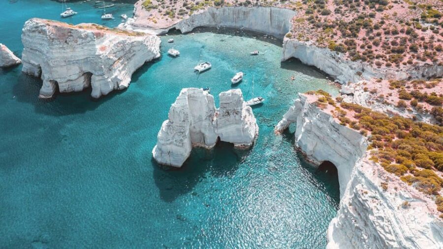 Milos : Kleftiko Half Day Semi Private Power Yacht Cruise - Highlights of the Cruise