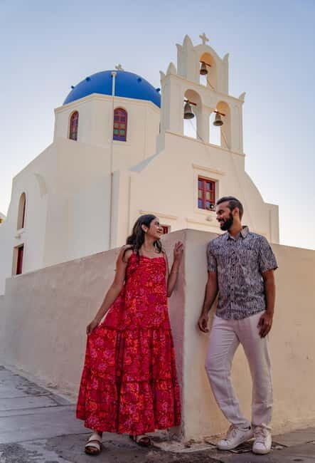 Oia: Couple Photoshoot Seprate Entrance to Blue Dome - The Itinerary & Locations: What to Expect