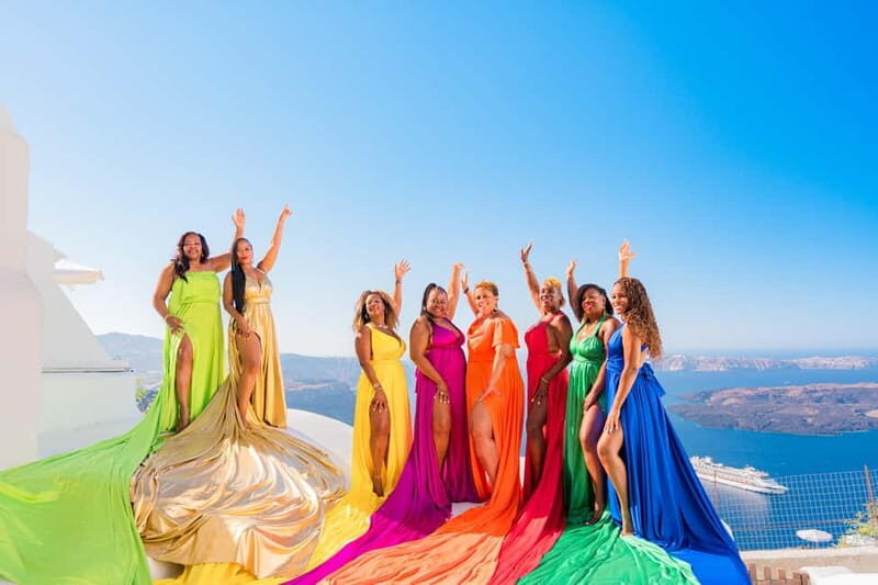 Santorini Flying Dress Photoshoot - The Dress and Assistance: Making the Fantasy Come Alive
