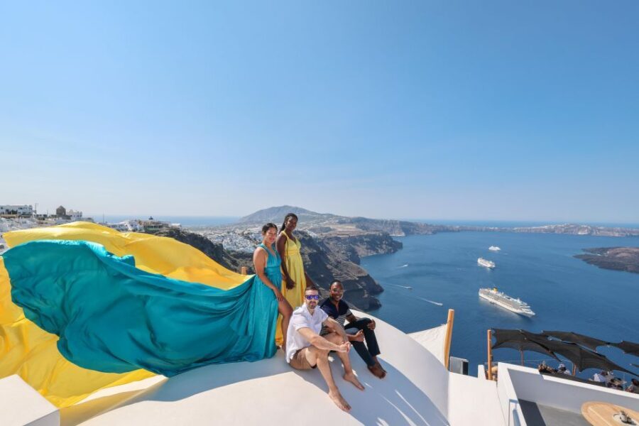 Santorini: Private Flying Dress Photoshoot with Dress Rental - Dress Selection and Additional Costs