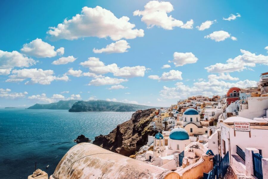 Santorini Tour : Oia, Black Beach, and Pyrgos Half-Day Tour - Stop 2: Three Bells of Fira