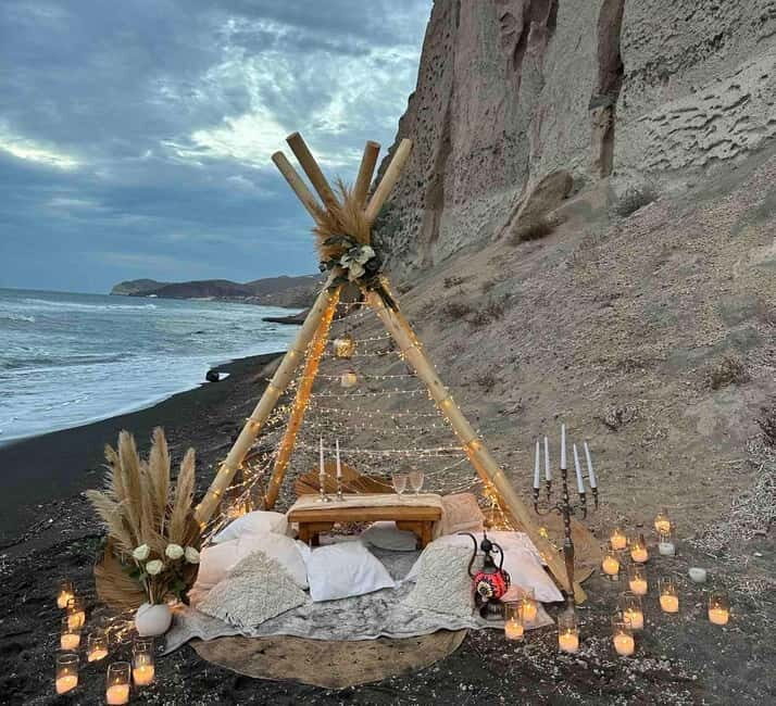 Santorini: Vlychada Beach Boho Proposal with Wooden Tent - Experience Overview