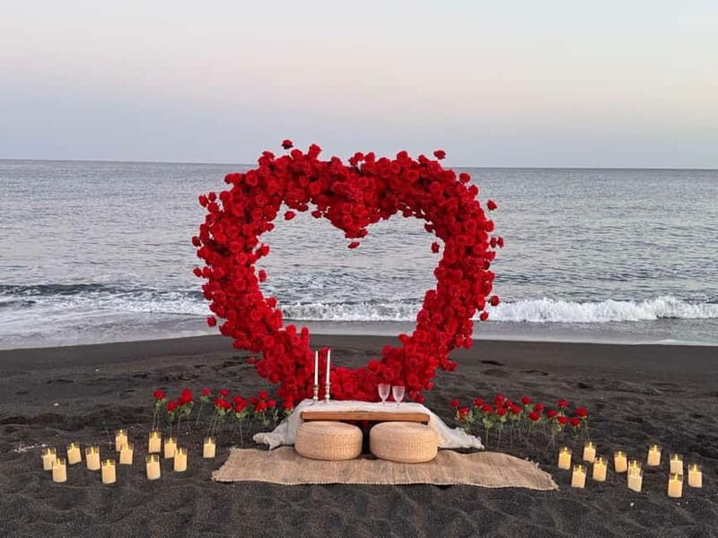 Santorini: Vlychada Beach Dreamy Proposal with Heart Arch - What the proposal setup includes
