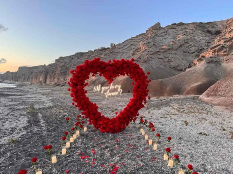 Santorini: Vlychada Beach Wedding Proposal with Heart Arch - What to Expect During Your Proposal