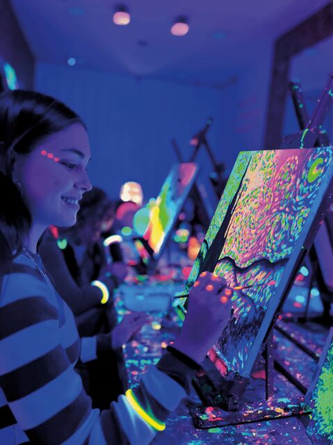 Valencia: Wine Gogh Glow Academy Paint and Sip Classes - What to Expect: Step by Step