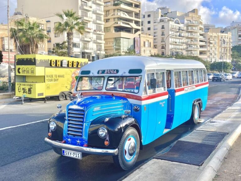 Valletta: Vintage Bus to Valletta, Sliema, Rabat & Mdina - Transportation and Timing: What to Expect