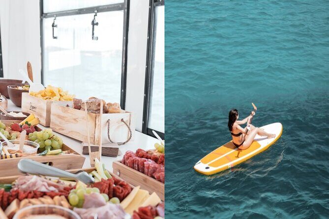 5 Hour Adults Ibiza Boat Trip + lunch, 6 drinks, SUP Boards & DJ - The Onboard Experience: What’s Included