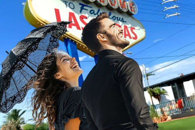Goth Wedding or Vow Renewal at Vegas Sign with Props and Photos - What’s Included and What’s Not