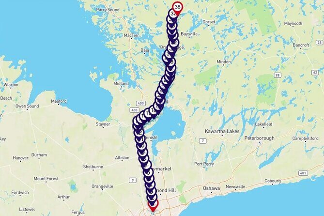 Smartphone Audio Driving Tour between Huntsville & Toronto - Detailed Breakdown of the Itinerary