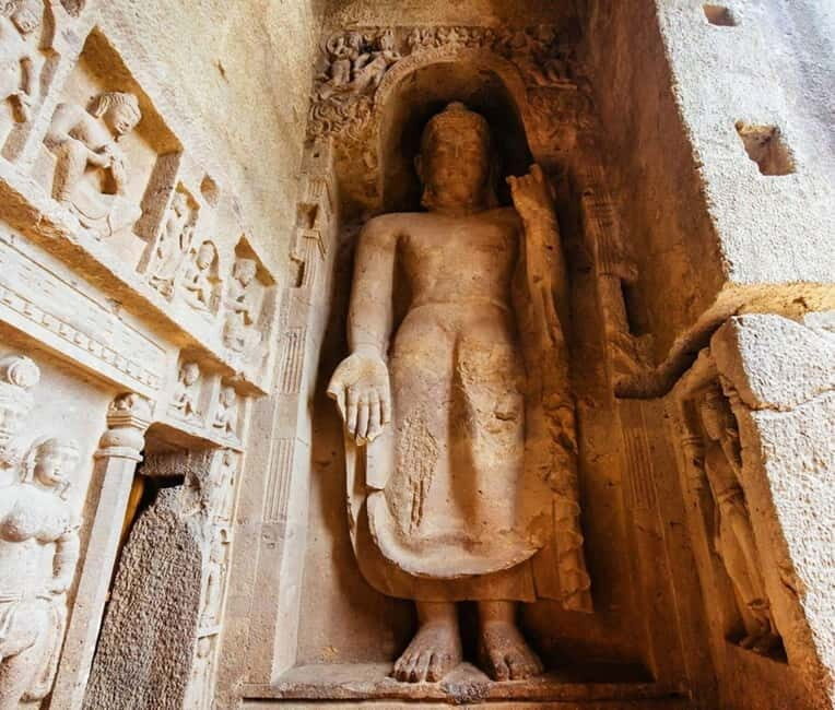 Mumbai: Buddhist Kanheri Caves with Golden Pagoda Temple - The Serene Beauty of the Golden Vipassana Pagoda
