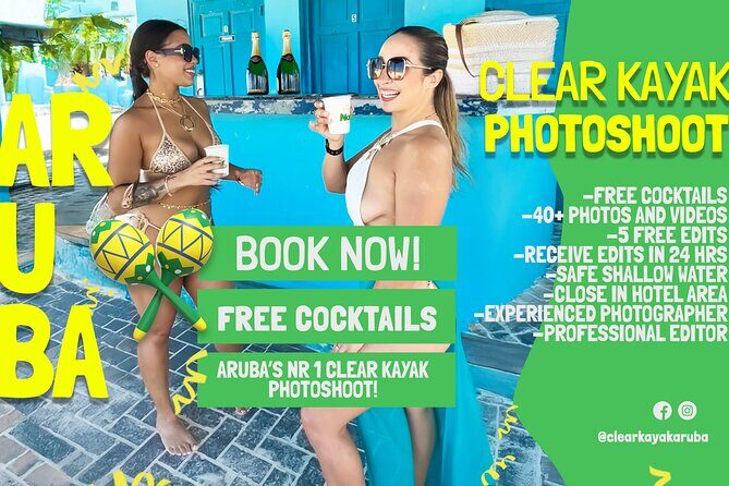 #1 SAFE Clear Kayak Aruba Photo+Video FREE Cocktail Edits in 24hr - The Value of the Aruba Kayak Photoshoot