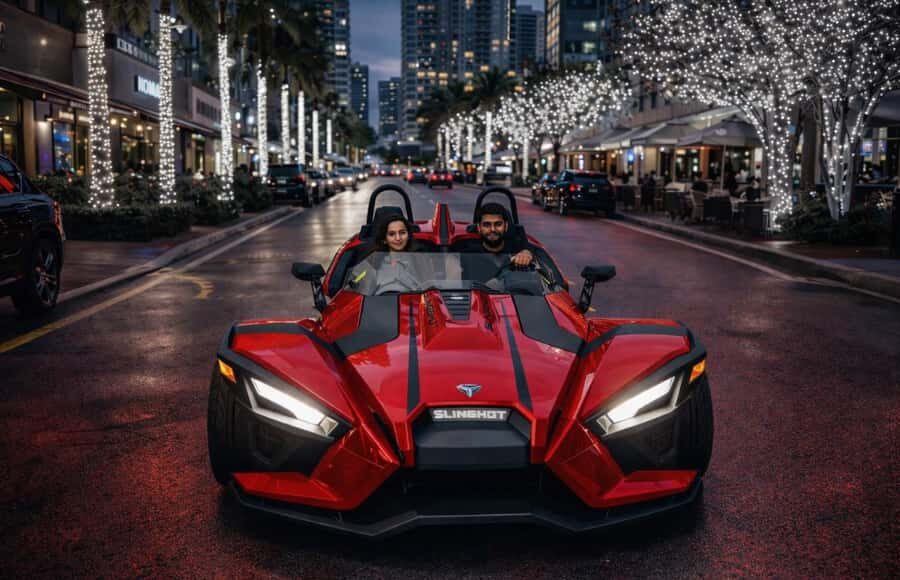 Affordable Polaris Slingshot Rental  Get 1 Hour Free - The Experience of Driving a Polaris Slingshot in Miami