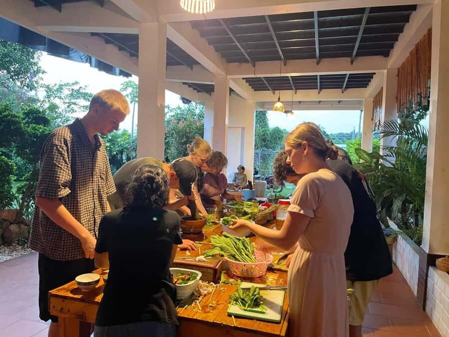 Phnom Penh: Mekong Village Cooking Escape and Night Stay - Cooking in the Open-Air Kitchen