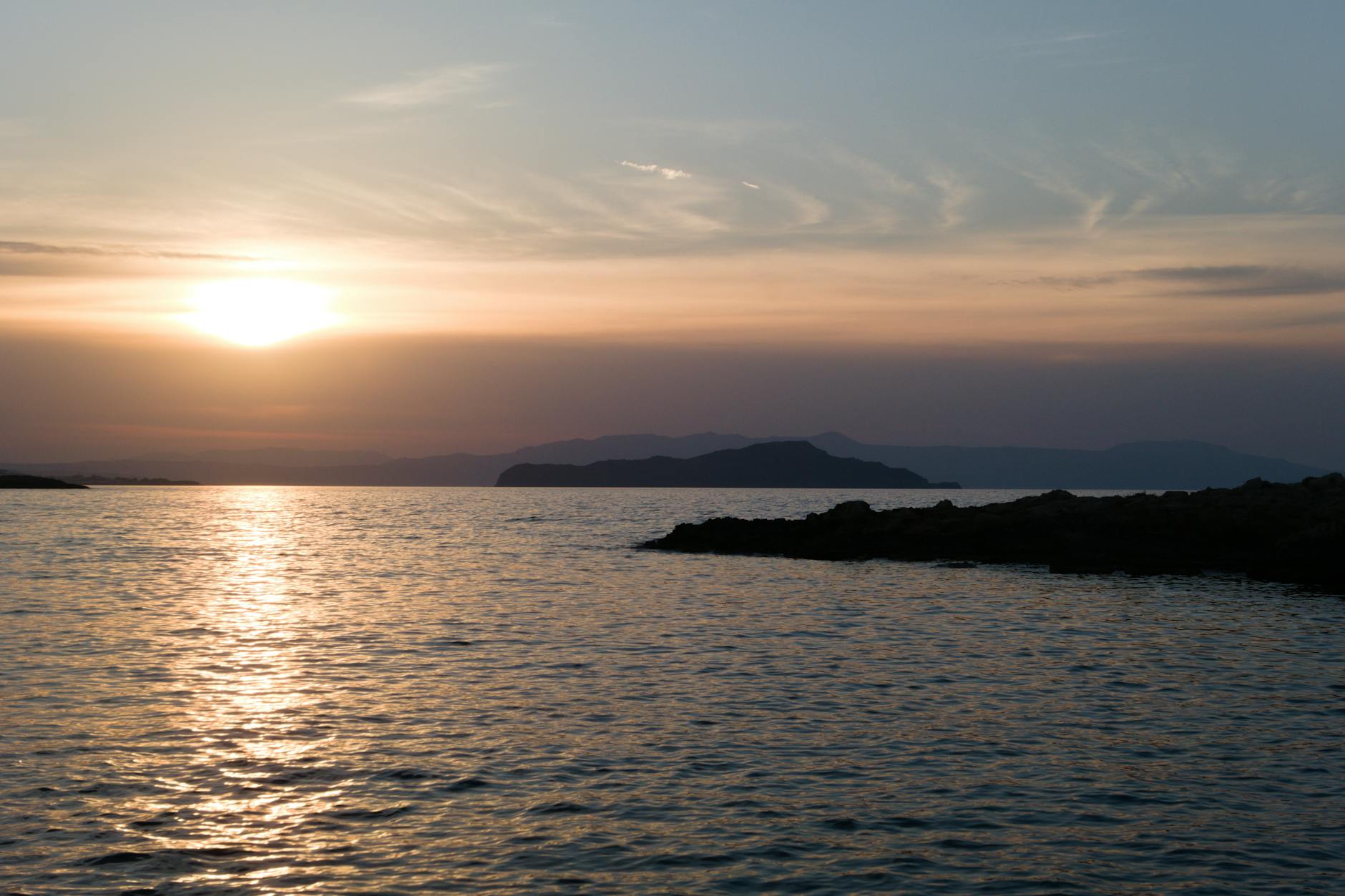 Serene sunset over the Aegean Sea in Greece