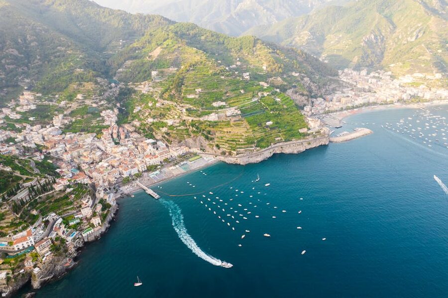 Amalfi coastline aerial view