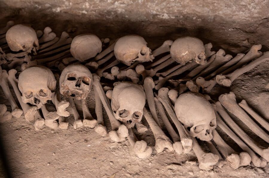 Ancient catacombs neatly arranged