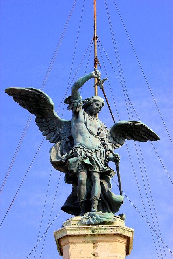 Bronze angel statue on top of Castel Sant'Angelo, Rome