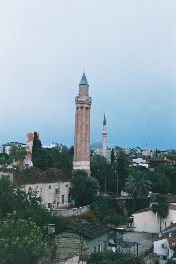 Yivli Minaret mosque in Antalya with its fluted tower and surrounding architecture