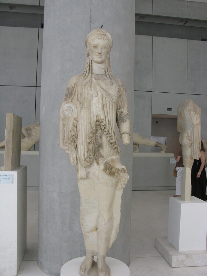 Archaic period Kore statue at the Acropolis Museum Athens