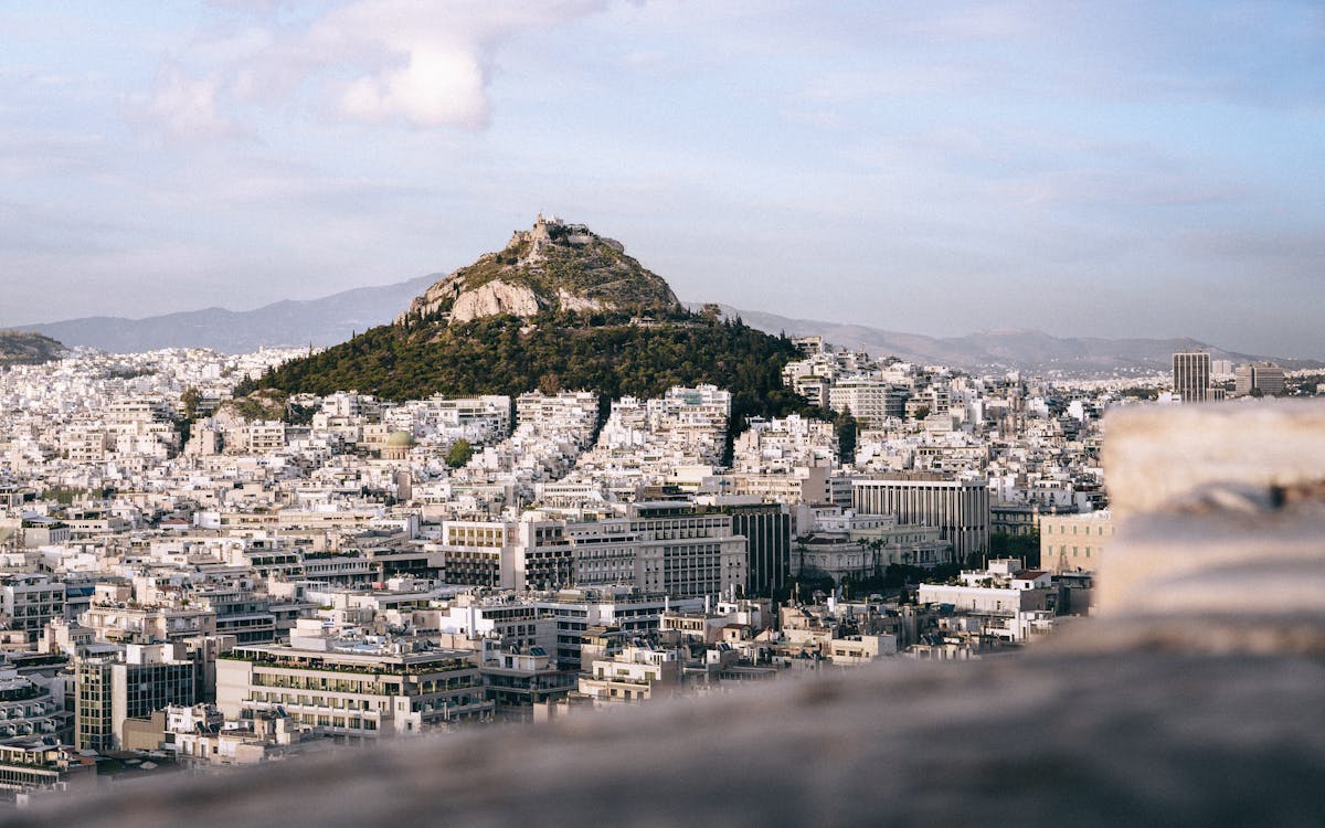 Athens cityscape with Mount Lycabettus at the center