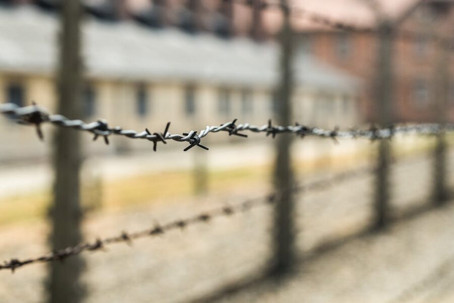 Barbed wire fence at concentration camp