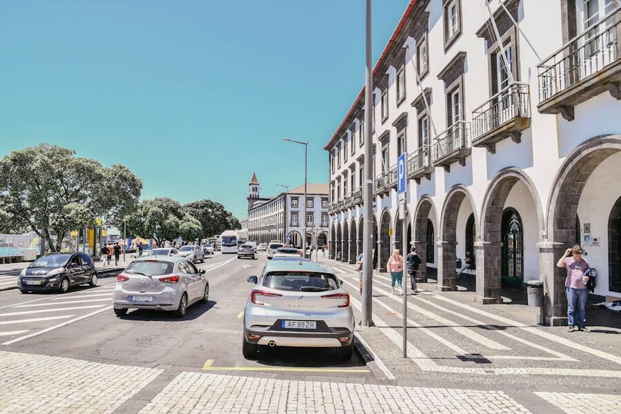Ponta Delgada historic street architecture