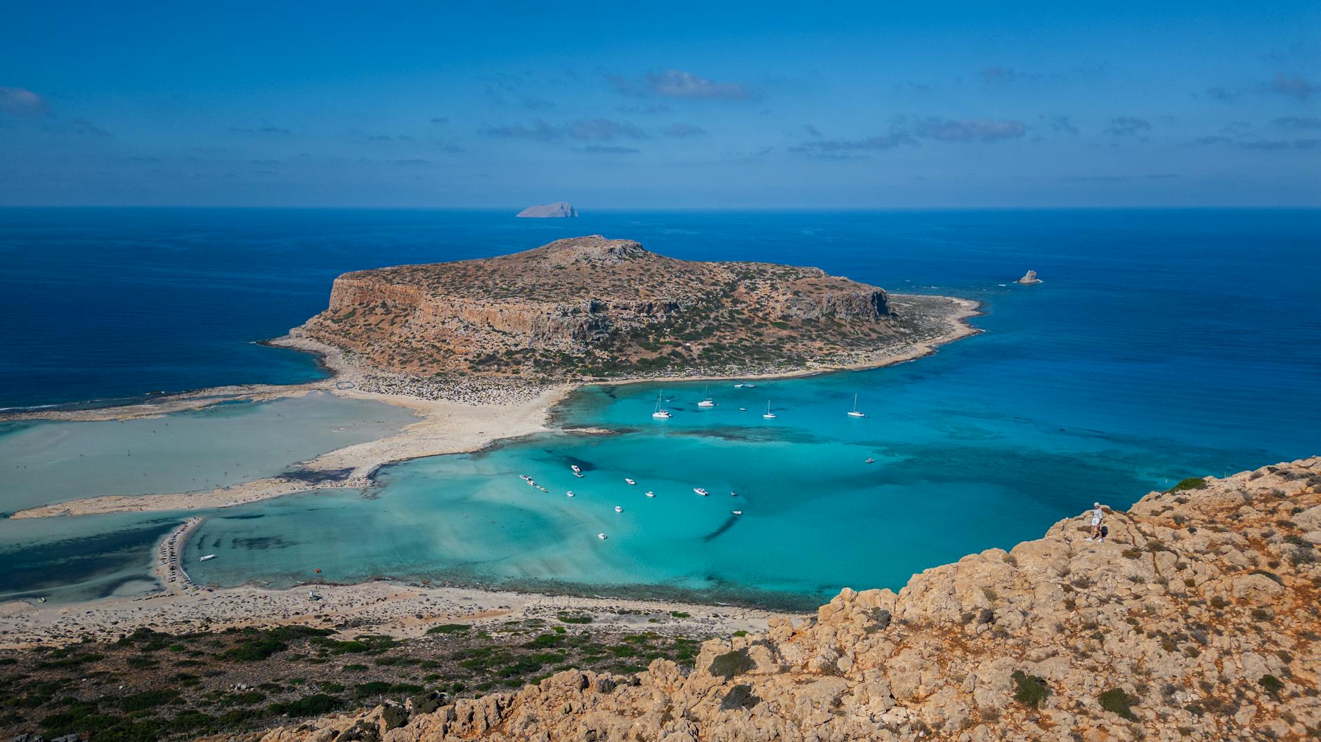 Aerial view of Balos beach and lagoon