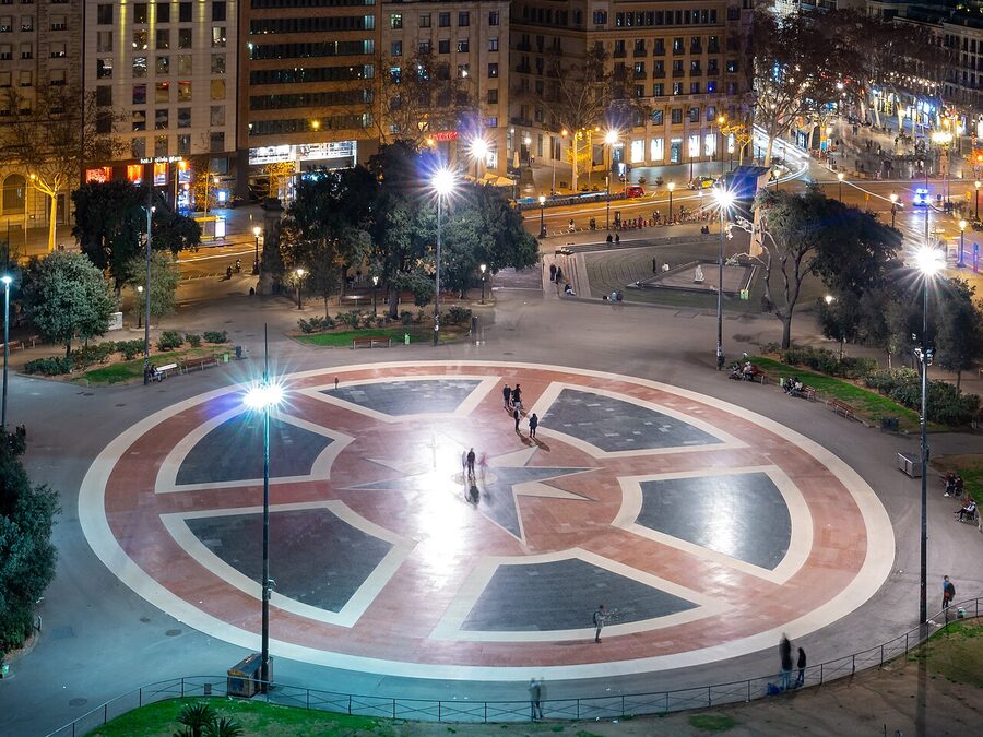 Plaça Catalunya central square in Barcelona