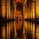 Columns and light inside the Basilica Cistern Istanbul