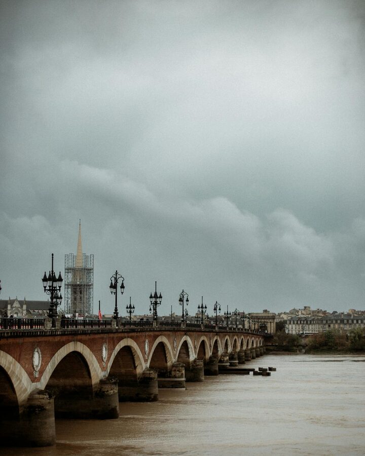 Pont de Pierre bridge spanning the Garonne River in Bordeaux