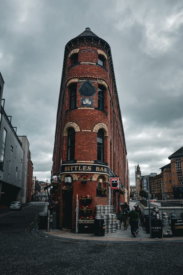Bittles Bar triangular building on a Belfast street corner