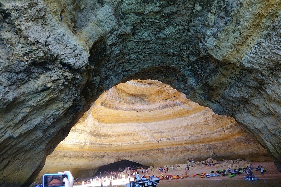 Interior view of Benagil Cave in the Algarve Portugal