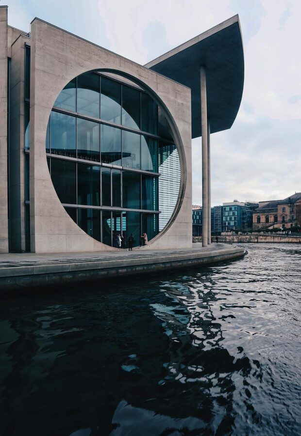 Modern architecture along the River Spree in Berlin