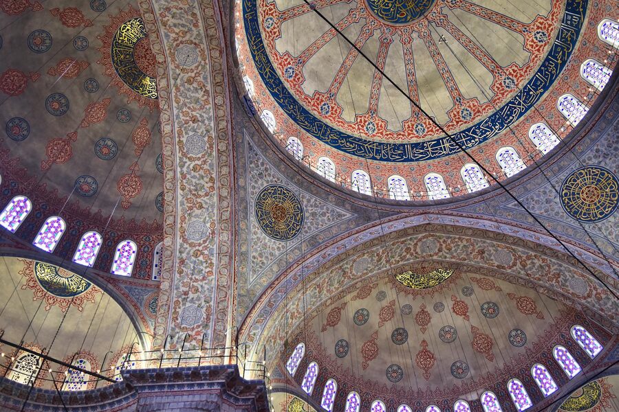 Exquisite dome artwork inside the Blue Mosque Istanbul