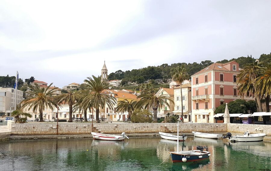 Boats in the sea port of Hvar Croatia