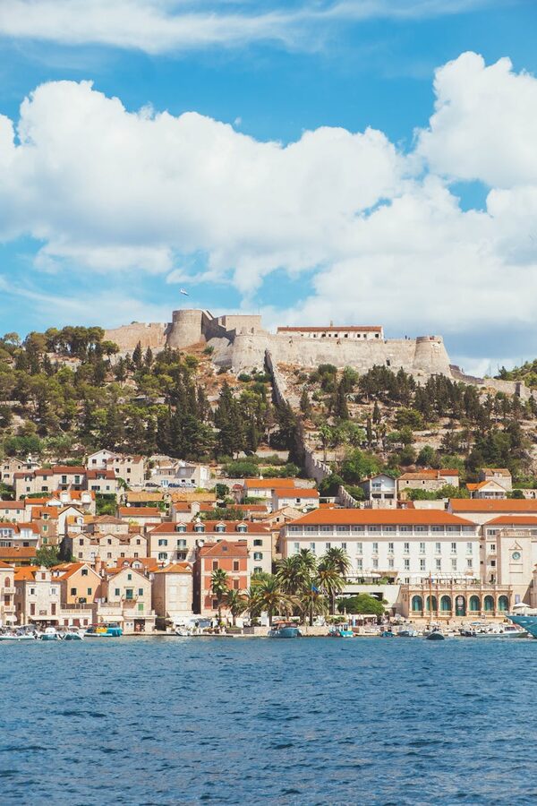 Historic fortress overlooking Hvar coast Croatia