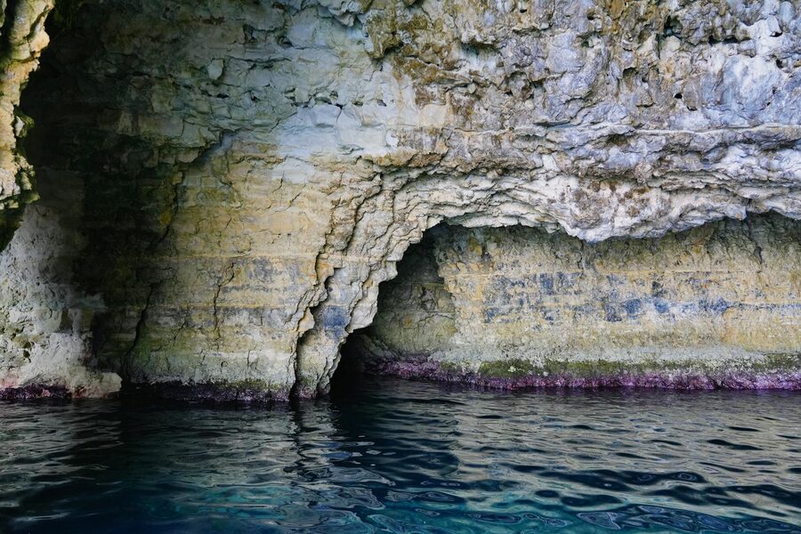 Coastal sea cave with turquoise water