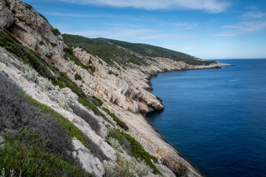 Rugged coastal views of Vis island Croatia