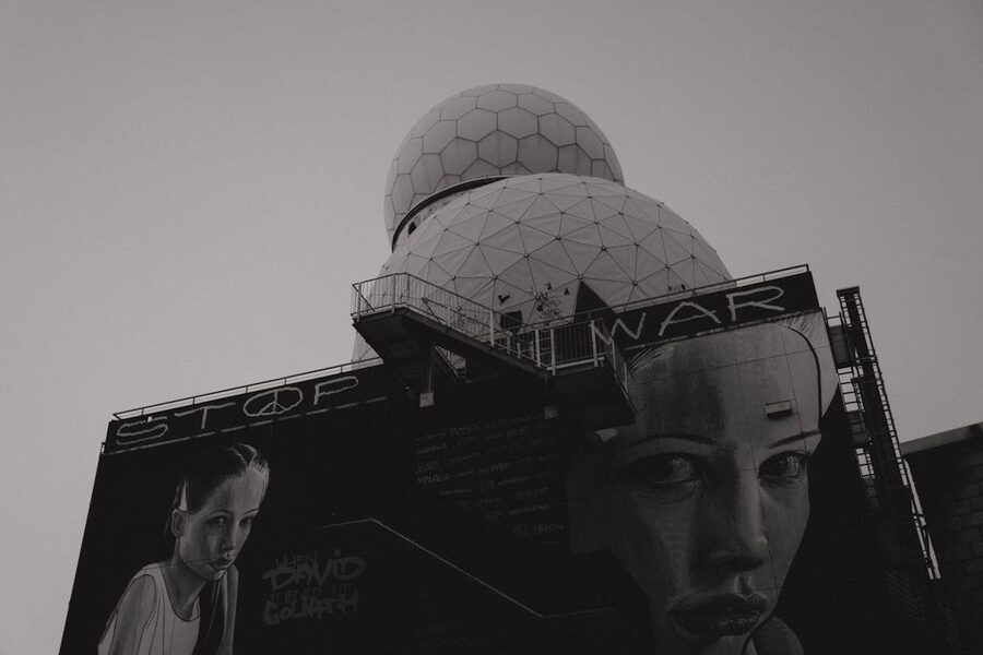 Anti-war mural on Berlin's Teufelsberg Cold War listening station
