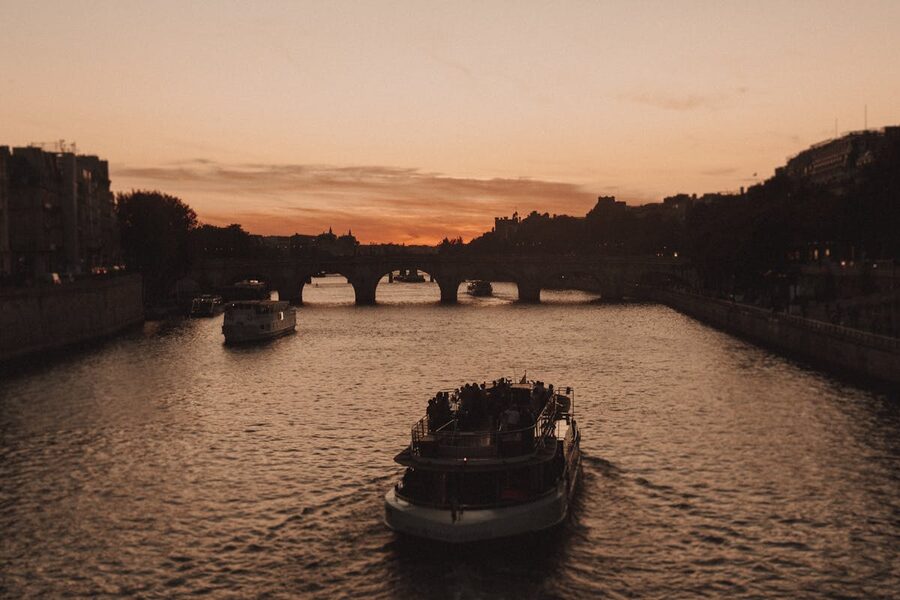 River cruise boat at twilight