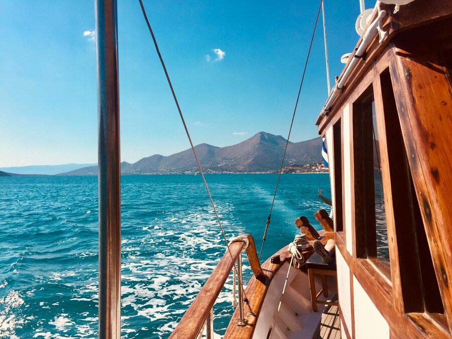 Boat on blue water coast